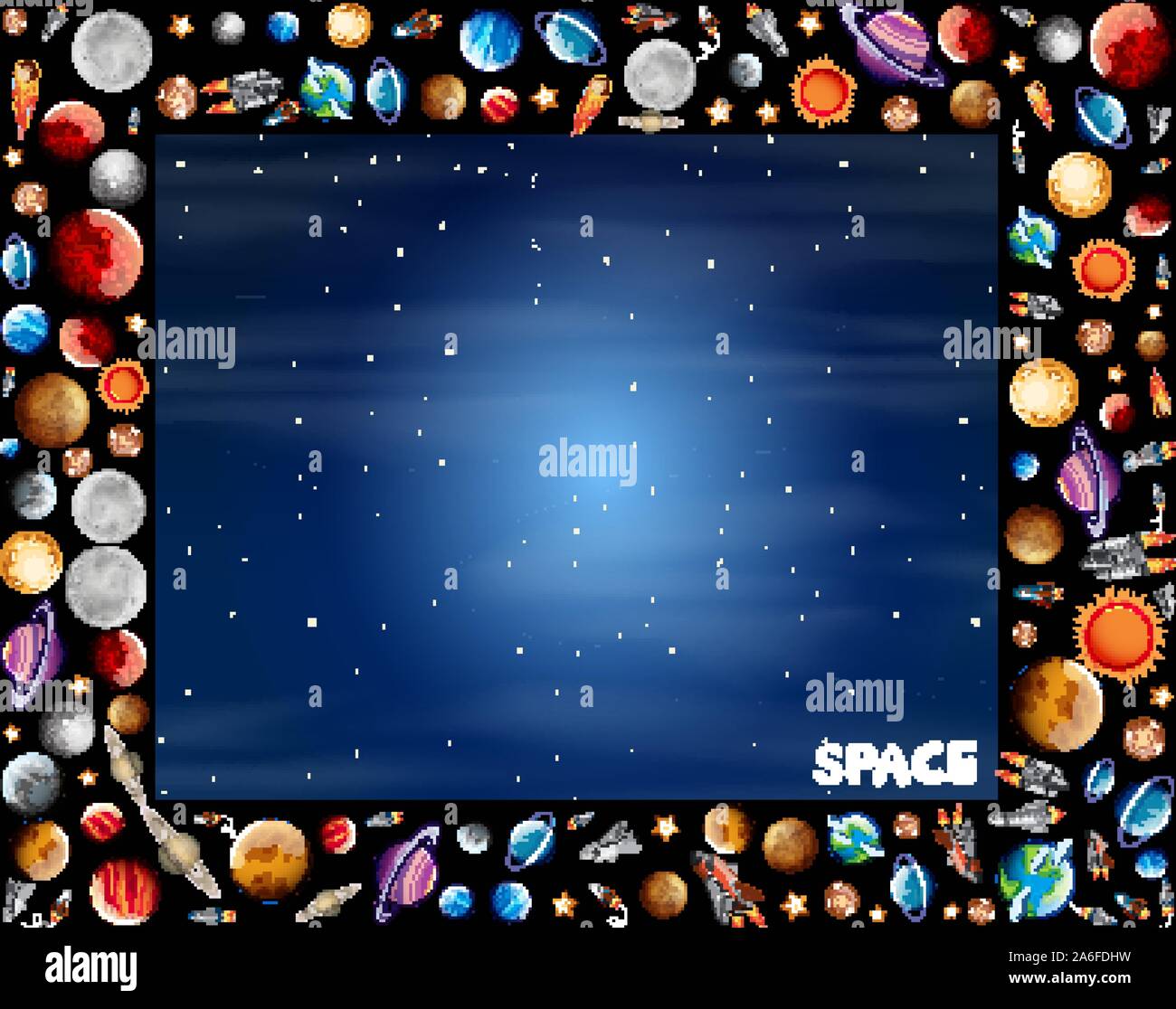 Frame design with planets in space illustration Stock Vector Image ...