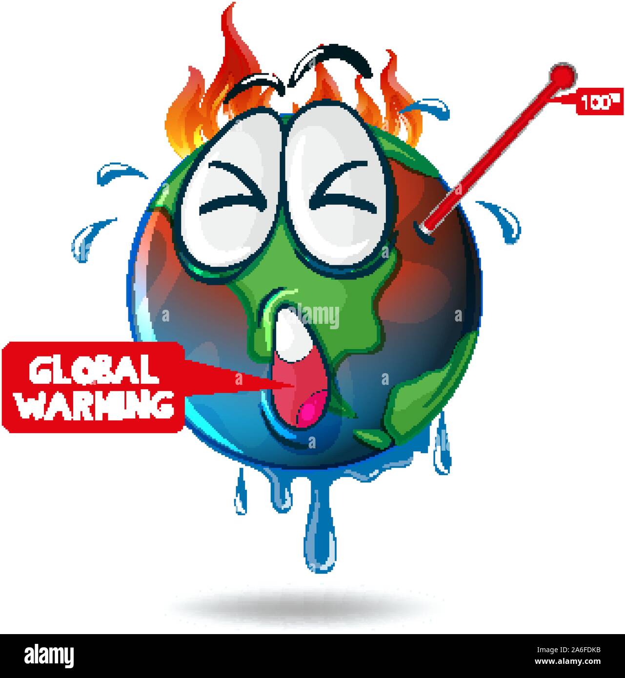 Global warming with earth overheated illustration Stock Vector Image ...