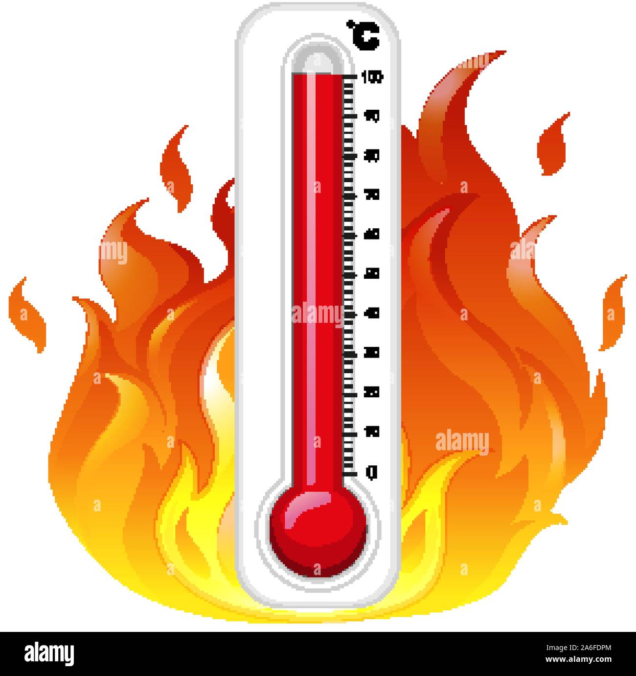 Thermometer on fire on white background illustration Stock Vector Image ...
