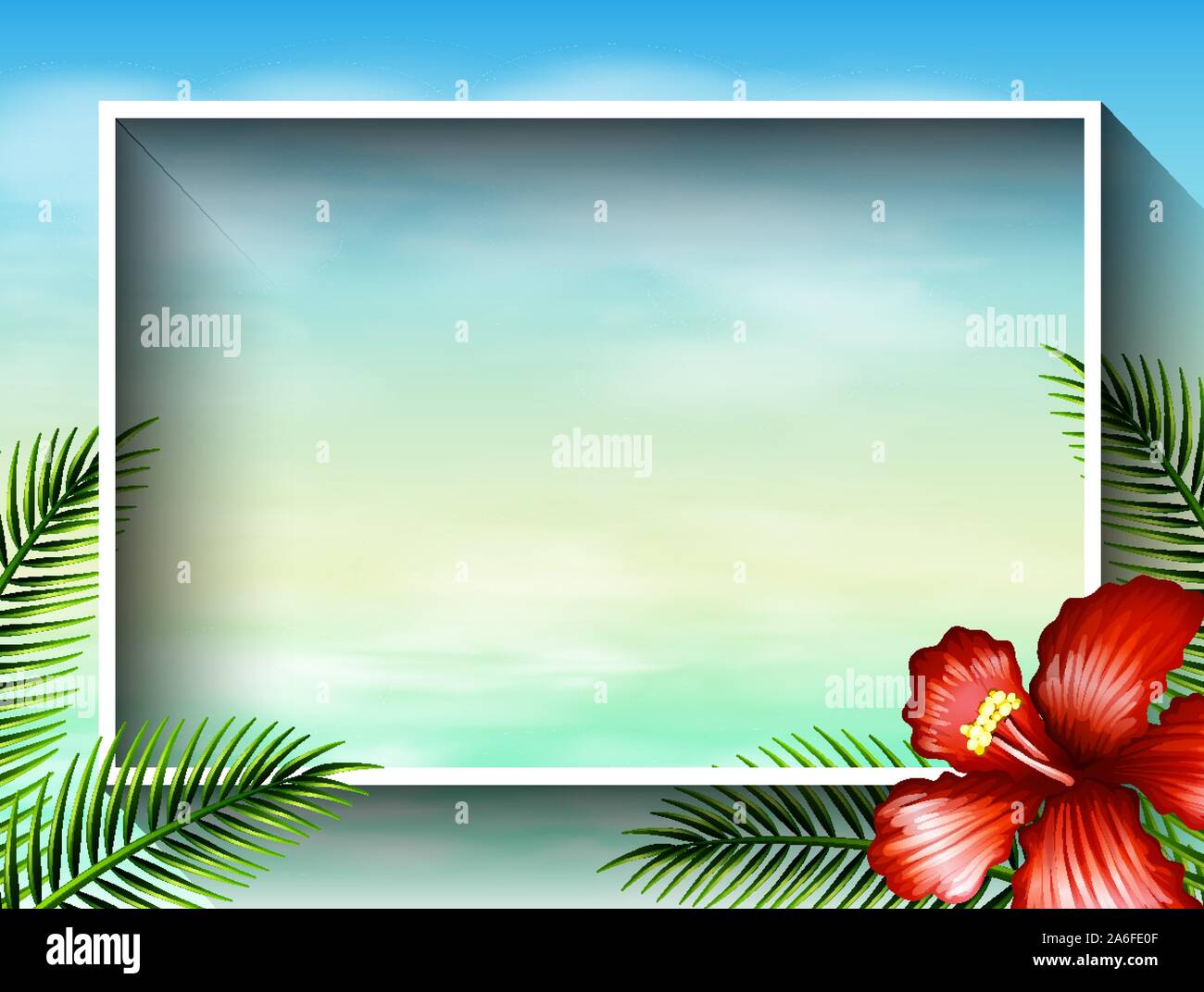 Border template with red flower and leaves illustration Stock Vector ...