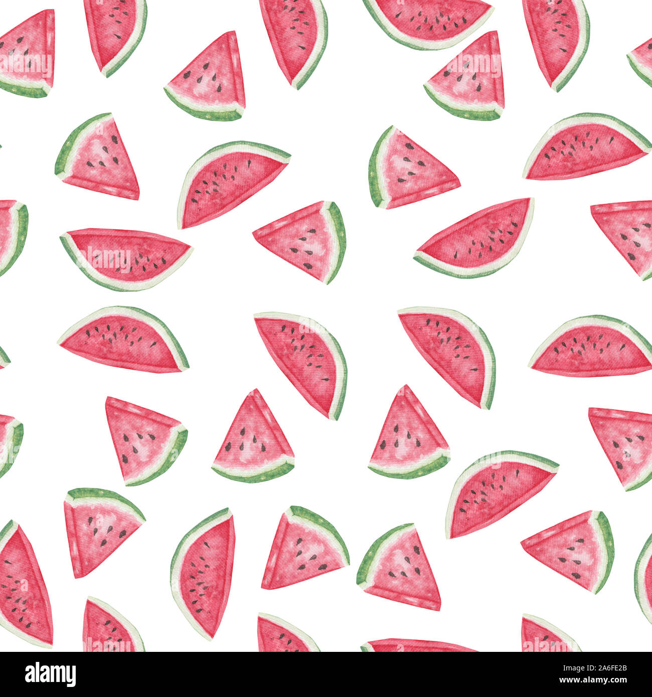 seamless pattern with watercolor slices of watermelon, watercolor ...
