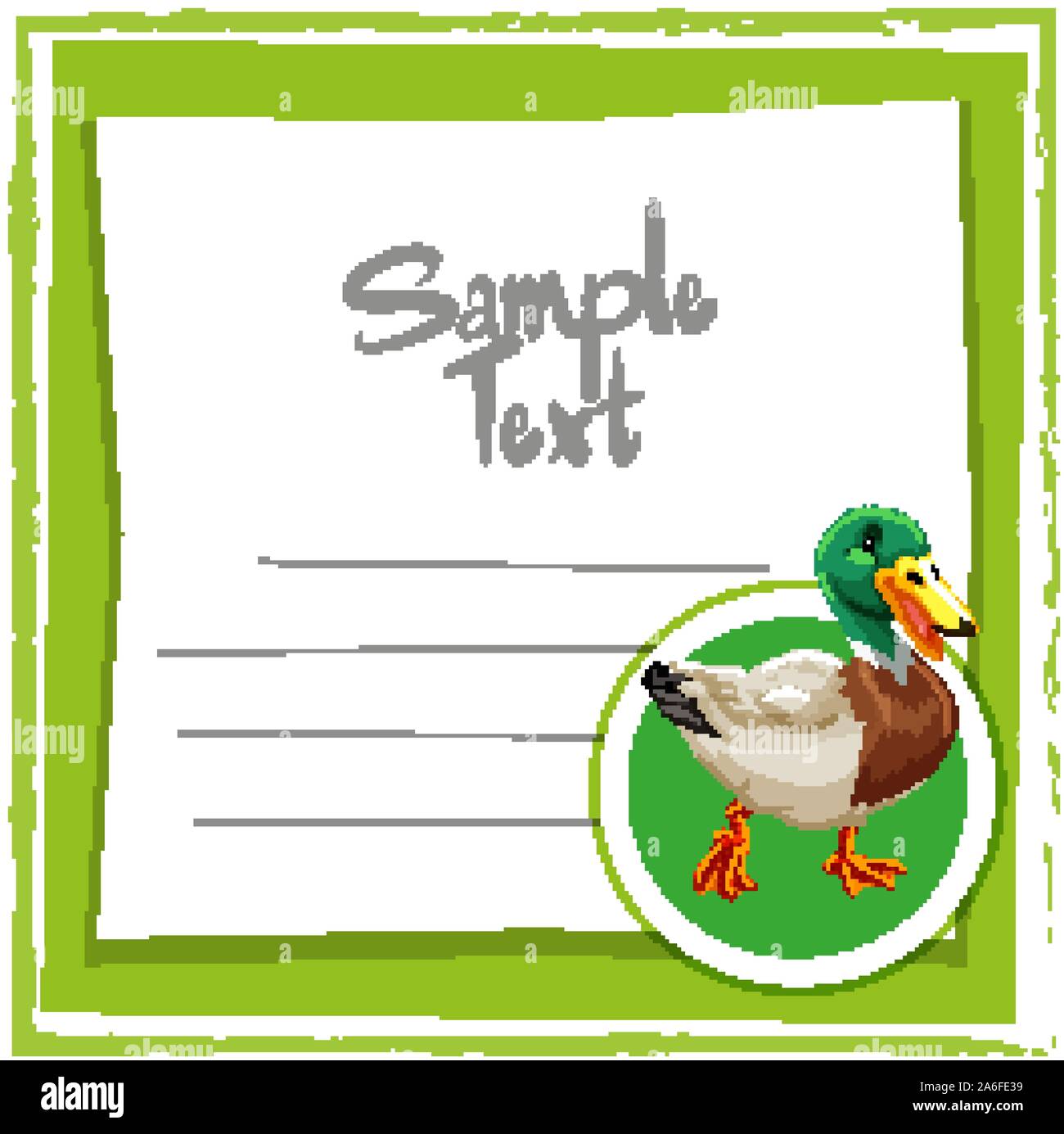 Card template with cute duck illustration Stock Vector Image & Art - Alamy