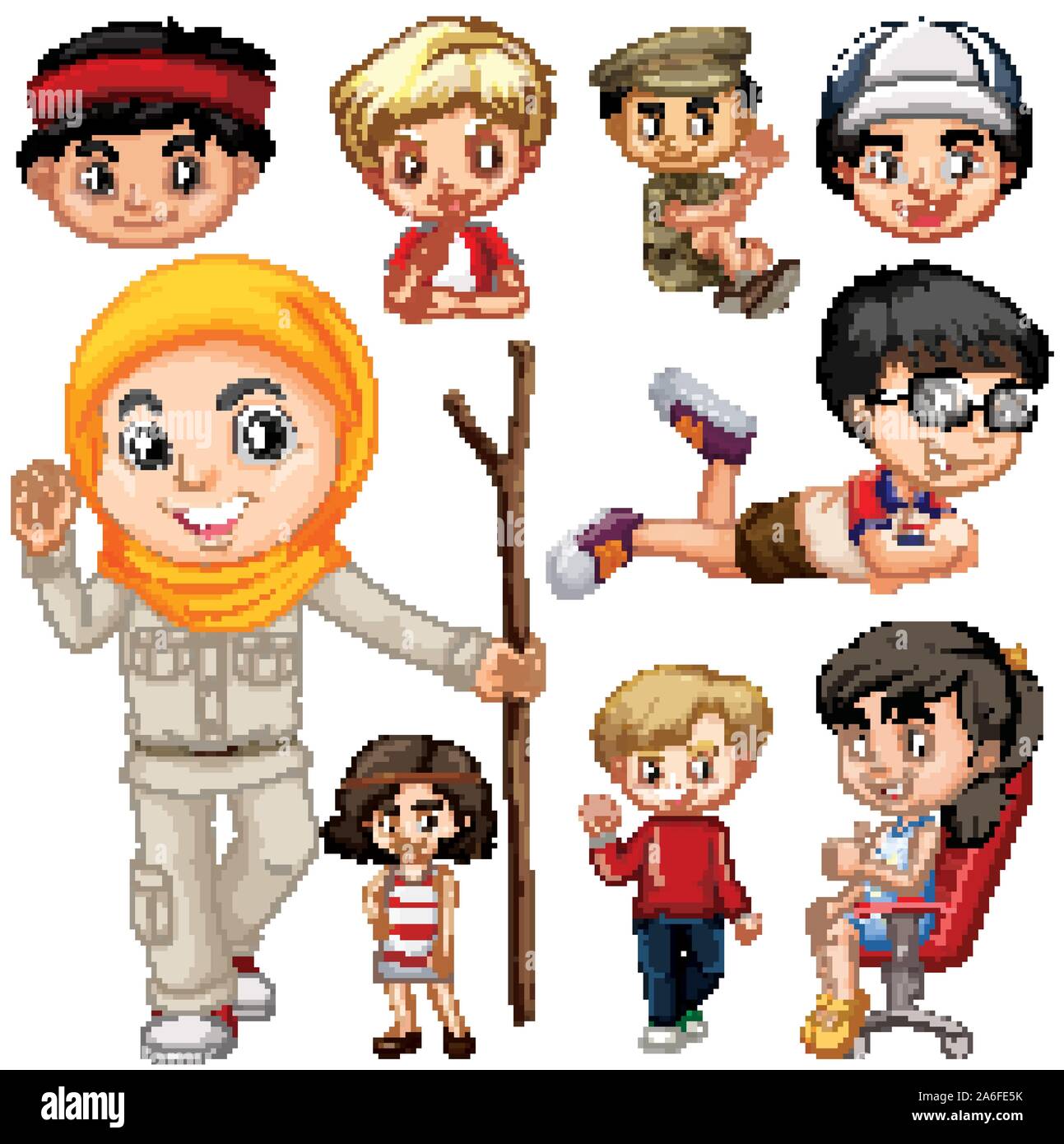 Happy children in different actions illustration Stock Vector Image ...