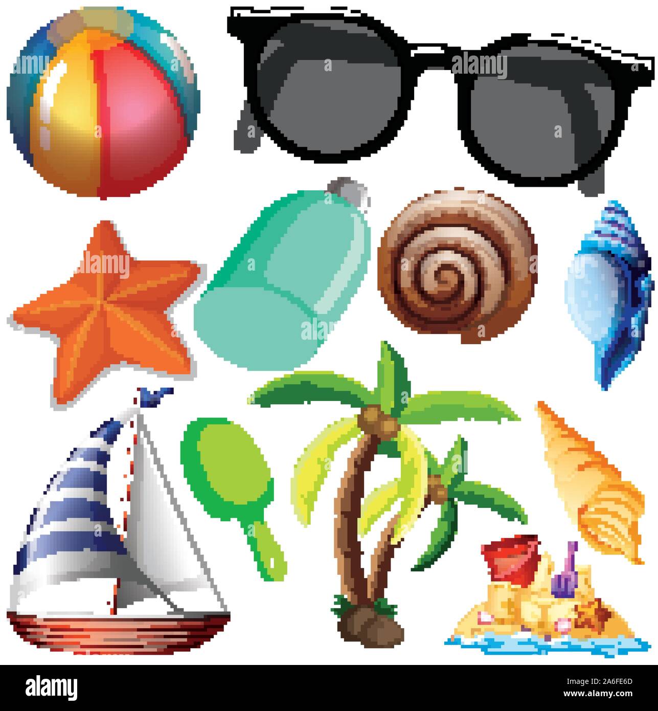 Set of isolated objects theme summer holiday illustration Stock Vector ...