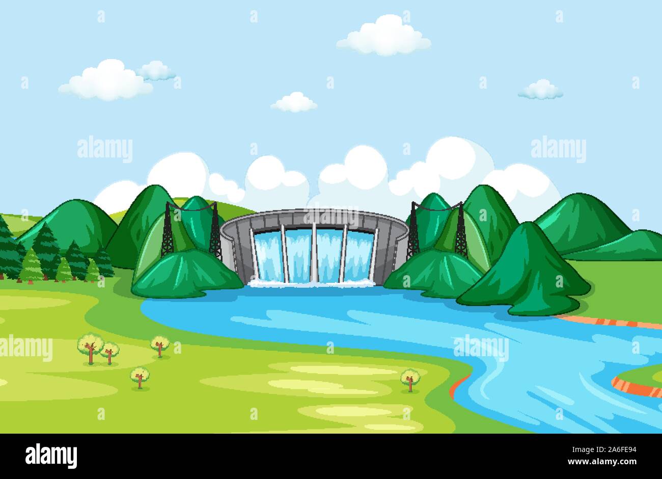 Scene with watergate and river illustration Stock Vector Image & Art ...