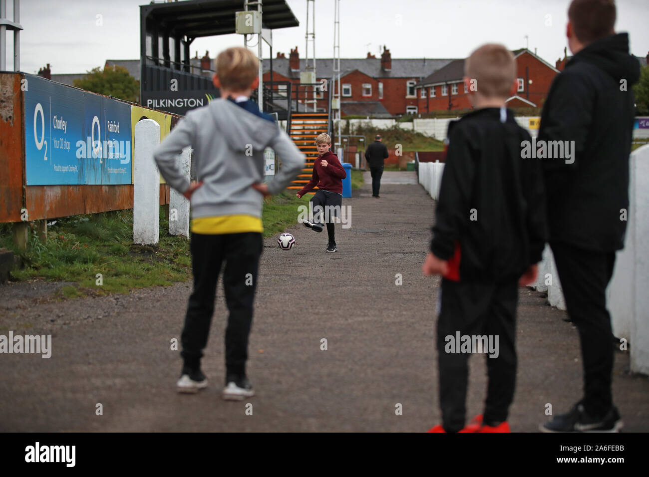 A general view of kids playing before the National League match at ...