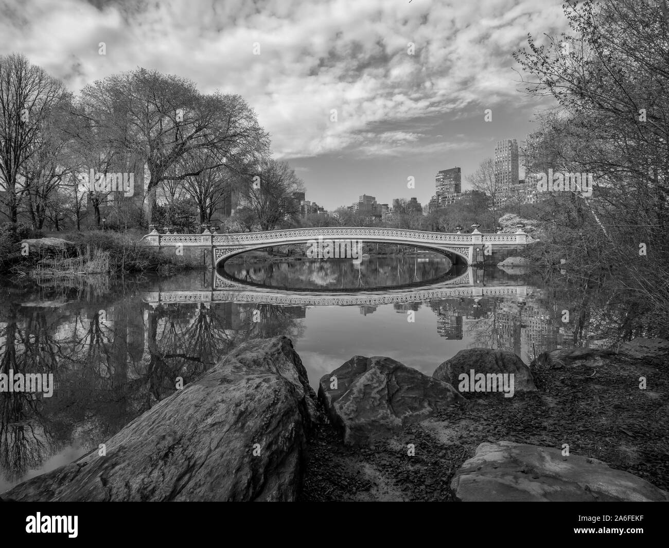 Spring in Central Park, New York City at bow bridge Stock Photo - Alamy