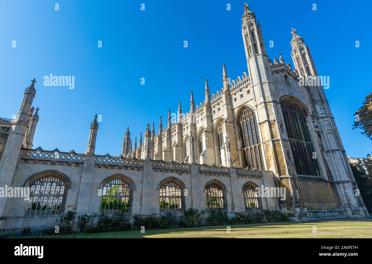 Panorama of the famous King's college university of Cambridge and ...