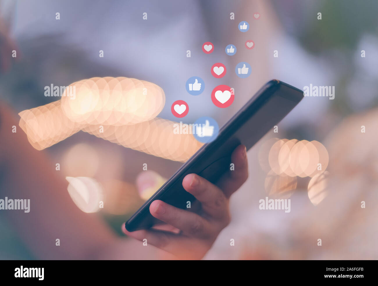Hand using smartphone with Social media concept Stock Photo - Alamy
