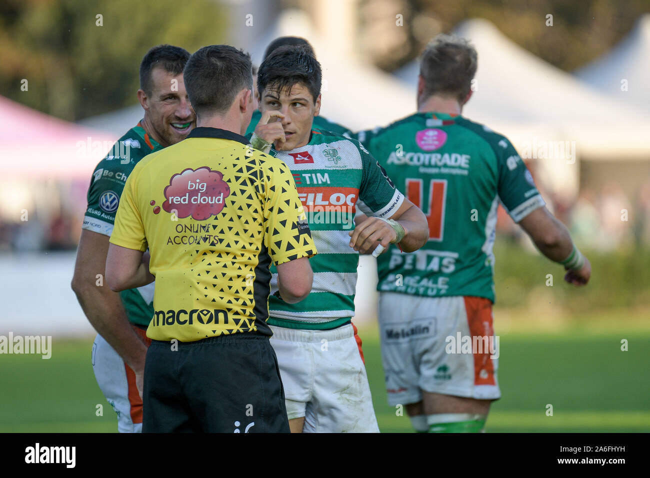 Ignacio brex benetton treviso with referee dan jones hi-res stock ...