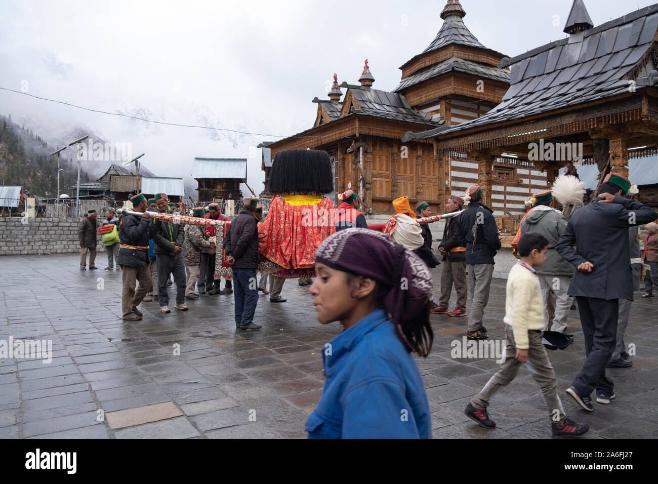 The deity of Mathi is taken out on a palanquin to circumambulate the ...