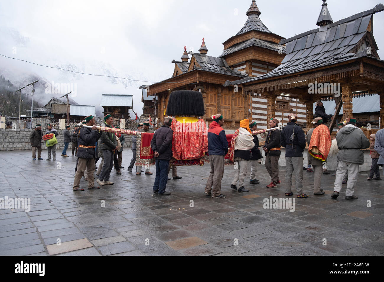 The deity of Mathi is taken out on a palanquin to circumambulate the ...