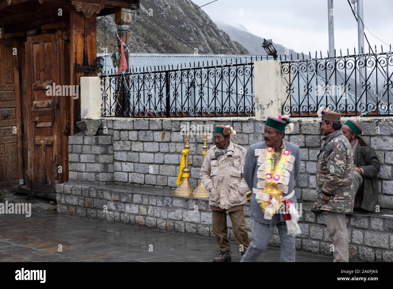 Locals gather for a wedding at the Mathi temple, Chitkul, Himachal ...