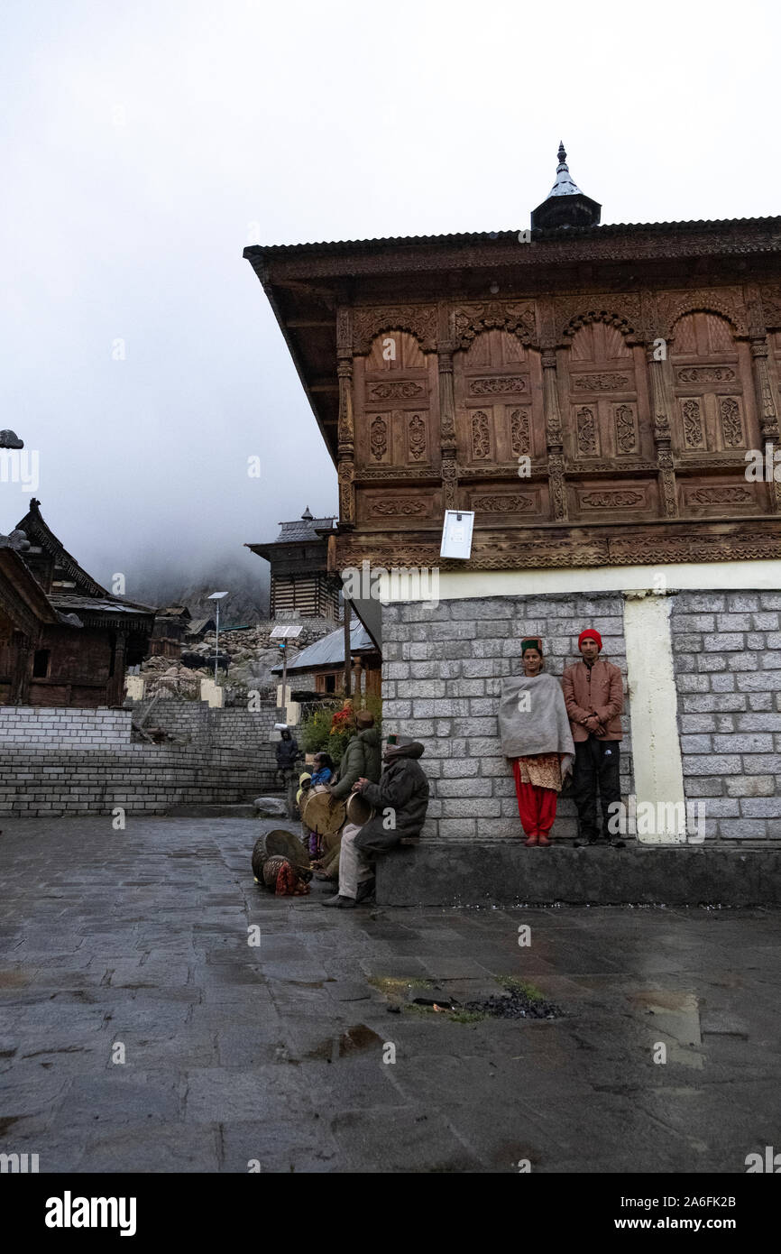 Locals gather for a wedding at the Mathi temple, Chitkul, Himachal ...