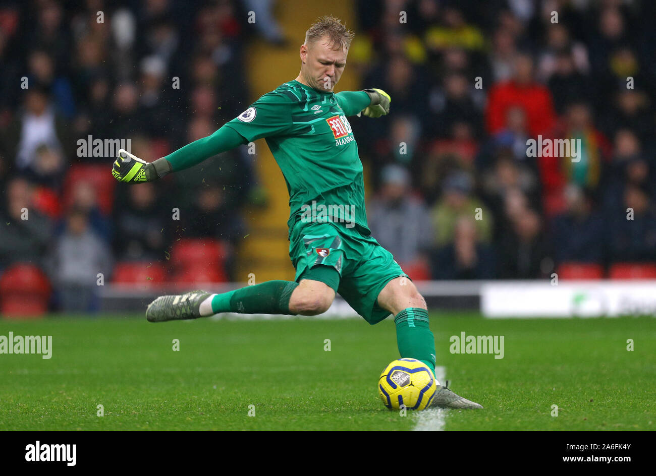 Bournemouth goalkeeper Aaron Ramsdale during the Premier League match ...