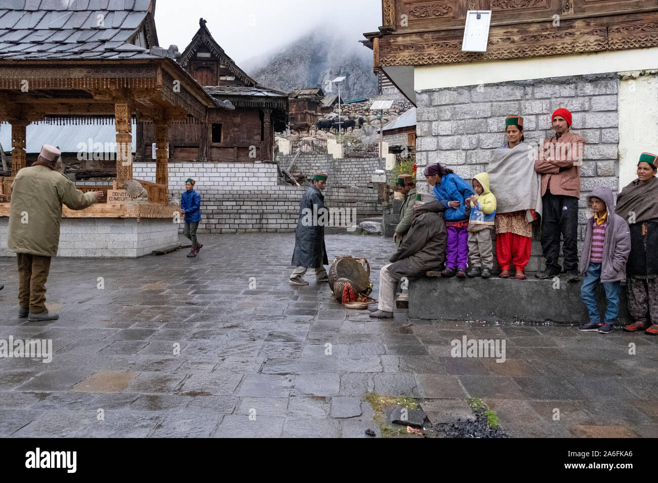 Locals gather for a wedding at the Mathi temple, Chitkul, Himachal ...