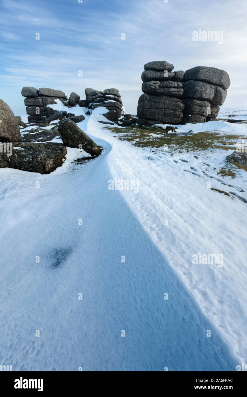 Combestone Tor in Winter, Dartmoor, Devon, England, UK Stock Photo - Alamy