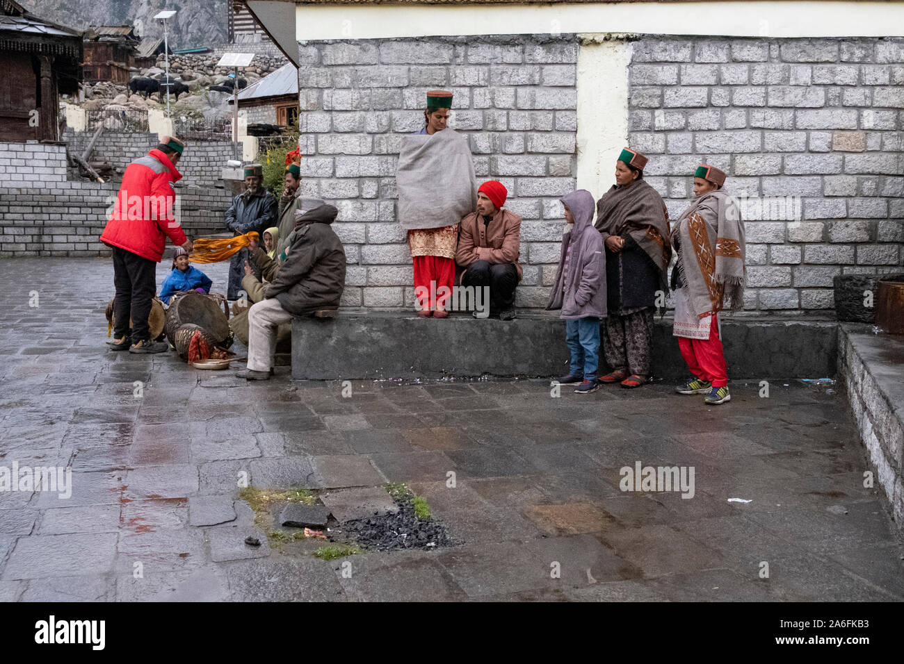 Locals gather for a wedding at the Mathi temple, Chitkul, Himachal ...