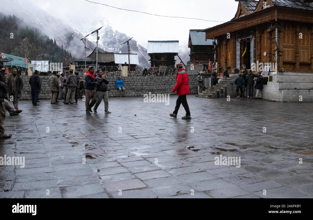 Locals gather for a wedding at the Mathi temple, Chitkul, Himachal ...