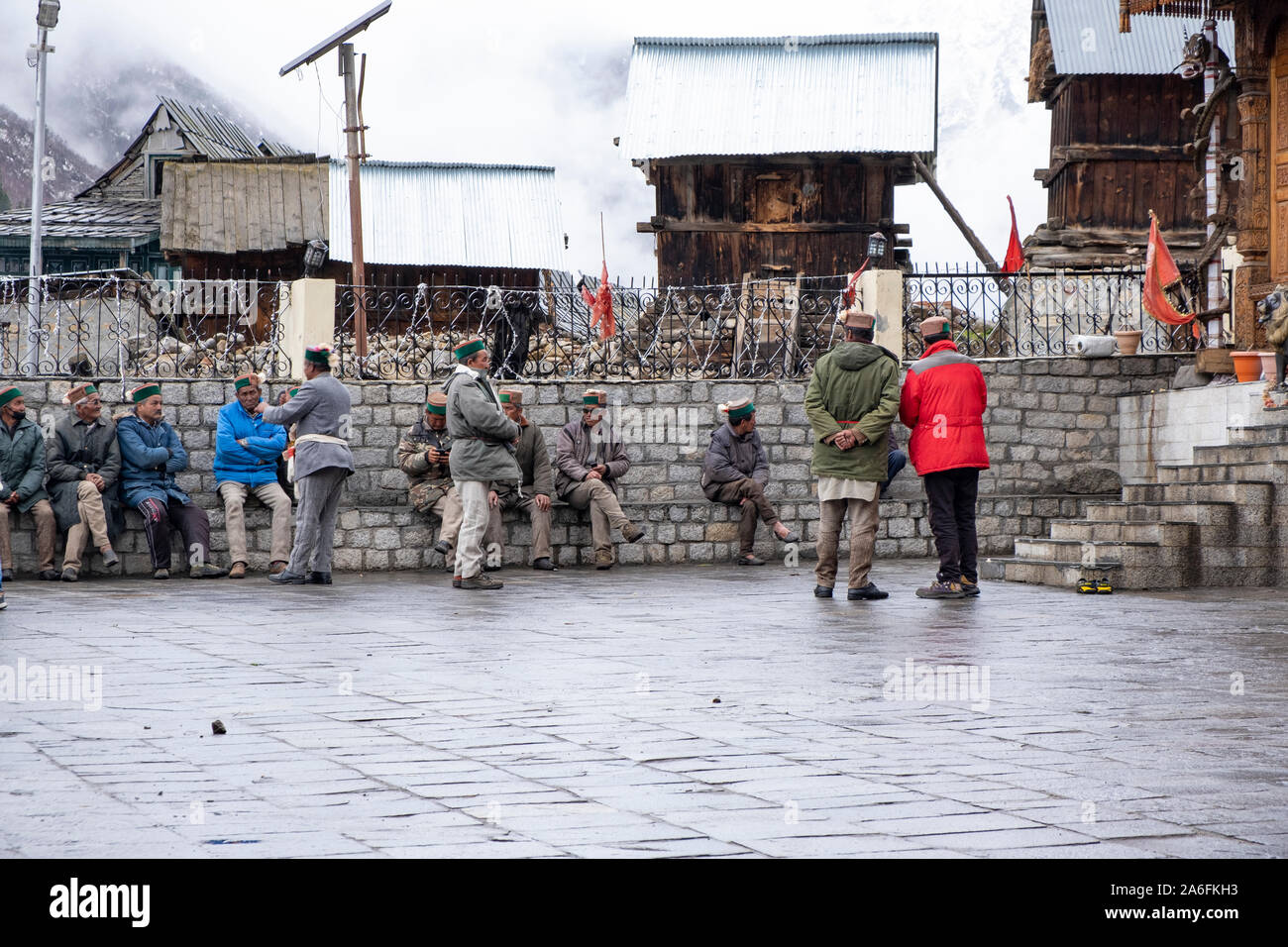 Locals gather for a wedding at the Mathi temple, Chitkul, Himachal ...