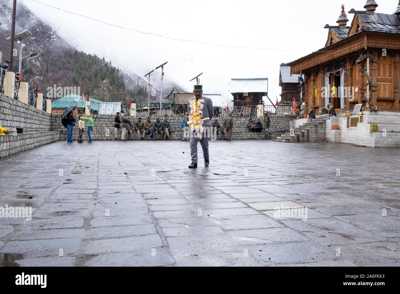 Locals gather for a wedding at the Mathi temple, Chitkul, Himachal ...