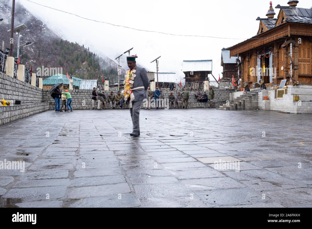 Locals gather for a wedding at the Mathi temple, Chitkul, Himachal ...