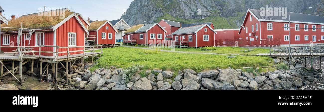 Traditional, red, wooden houses in Reine. Lofoten Norway. Europe Stock ...