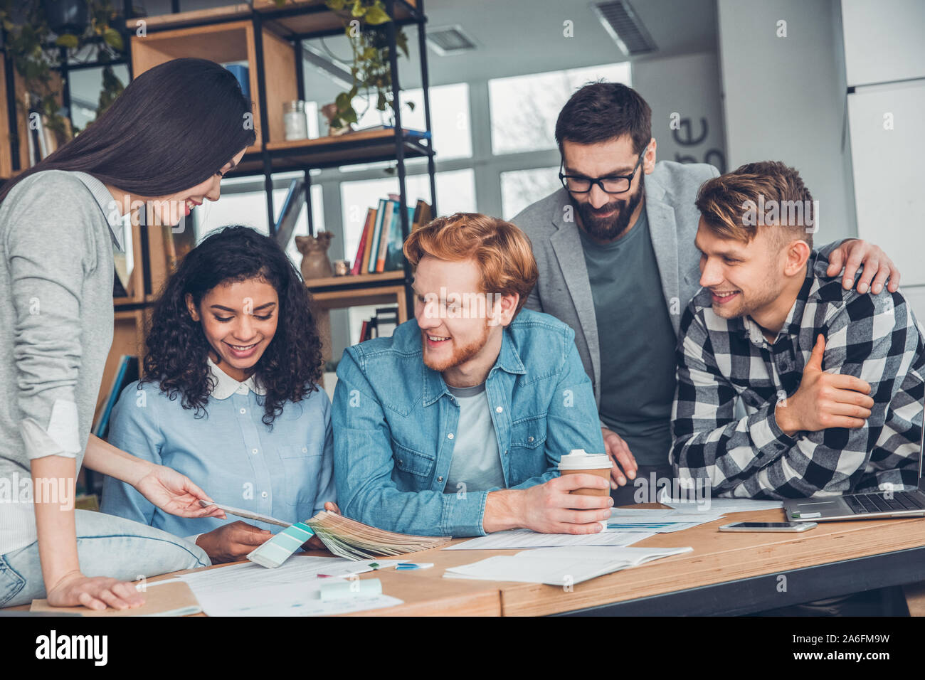 Group designers working color palette hi-res stock photography and ...