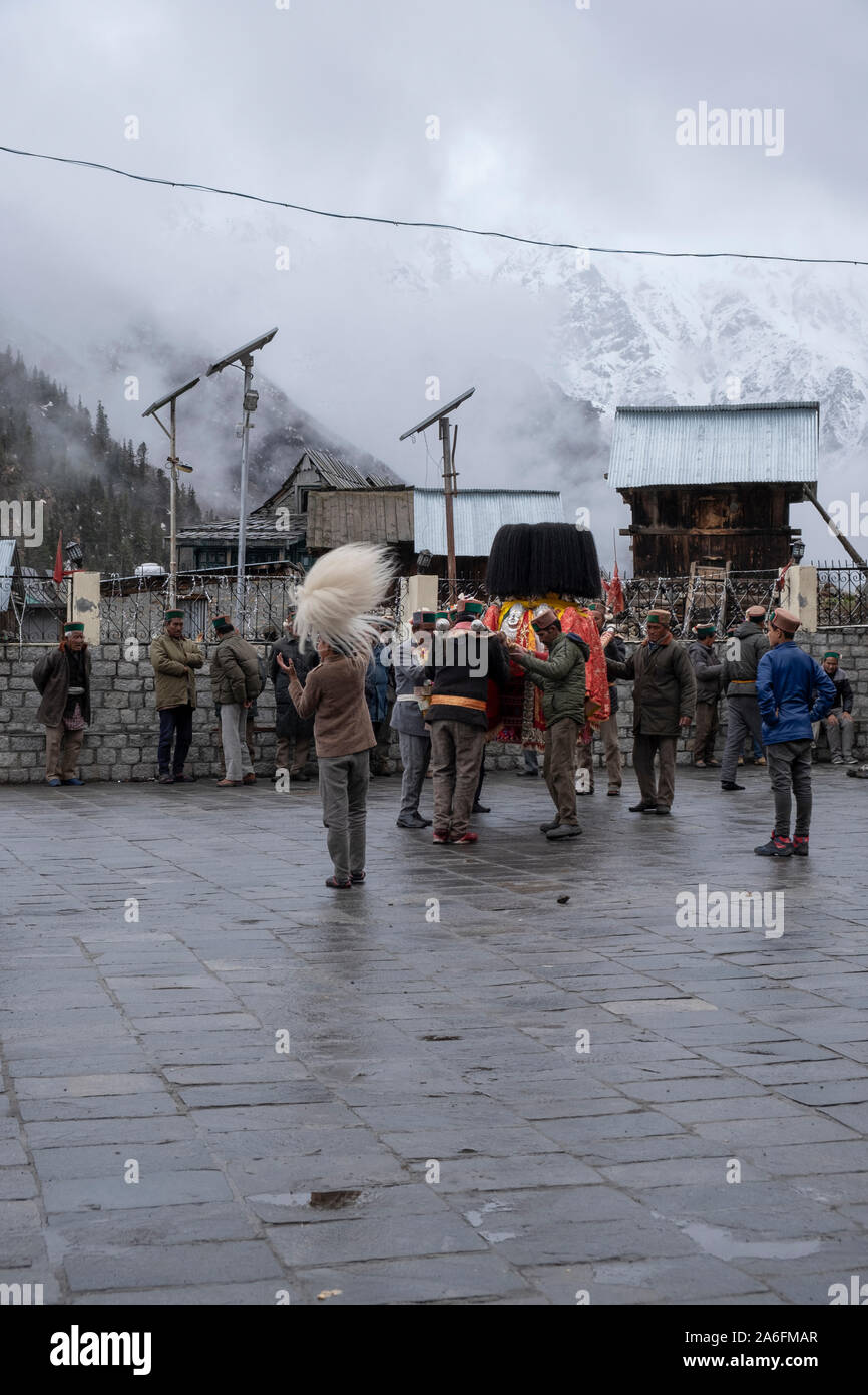 The deity of Mathi is taken out on a palanquin to circumambulate the ...