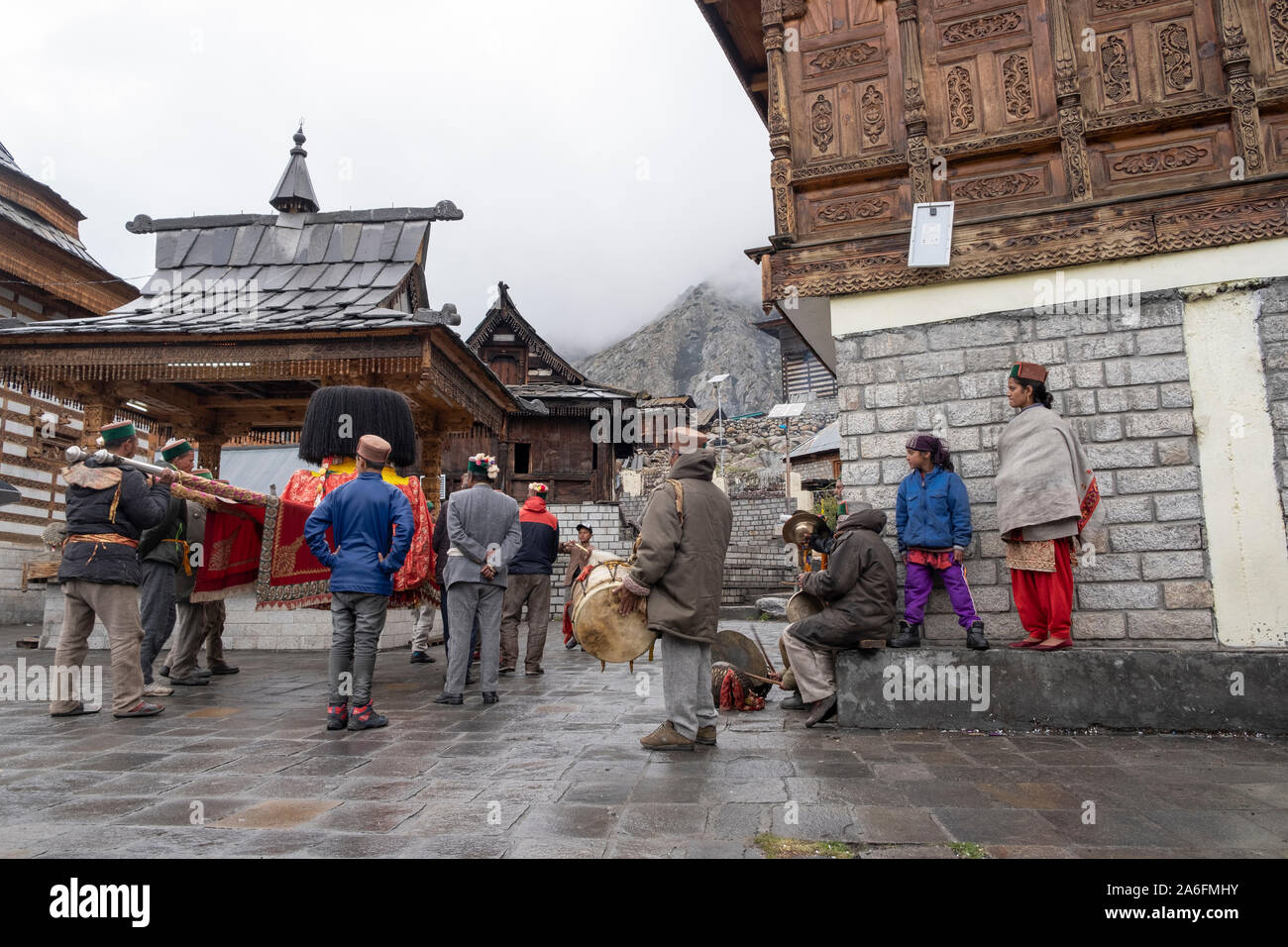 The deity of Mathi is taken out on a palanquin to circumambulate the ...