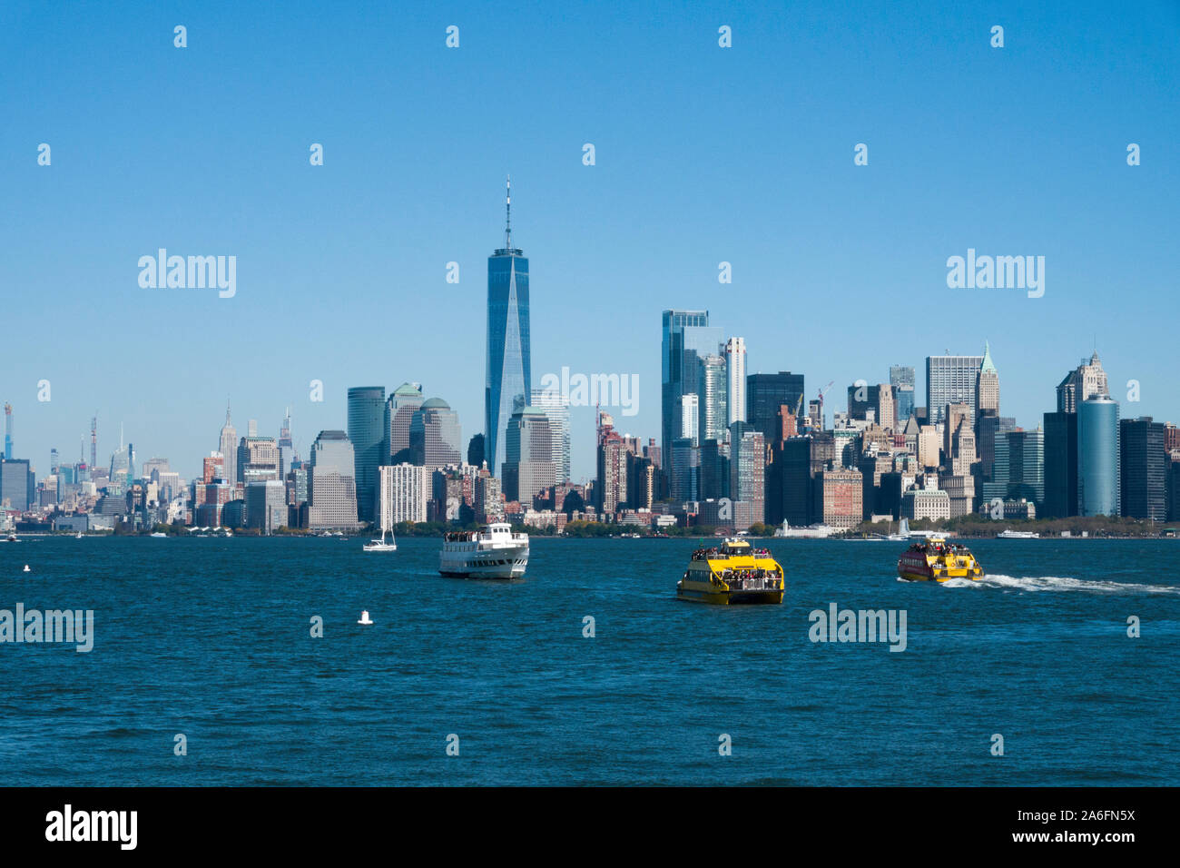 New York Harbor with Manhattan Skyline, NYC, USA Stock Photo - Alamy