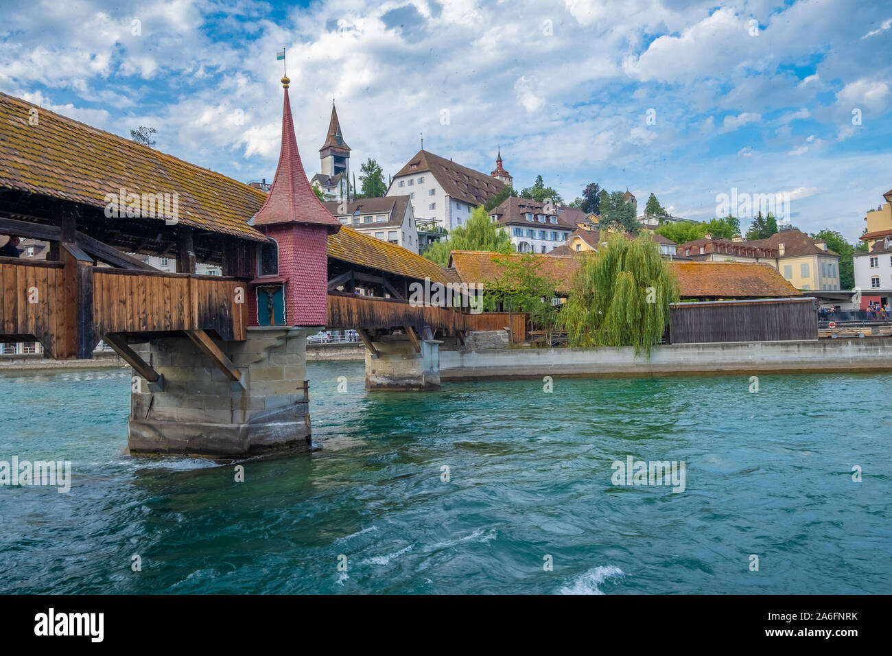 The Spreuer Bridge (Spreuerbrucke), one of two extant covered wooden ...
