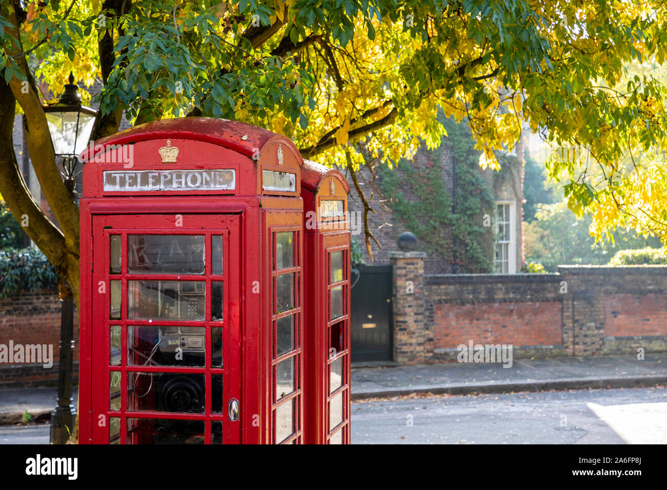 Red telephone booths in London Stock Photo - Alamy