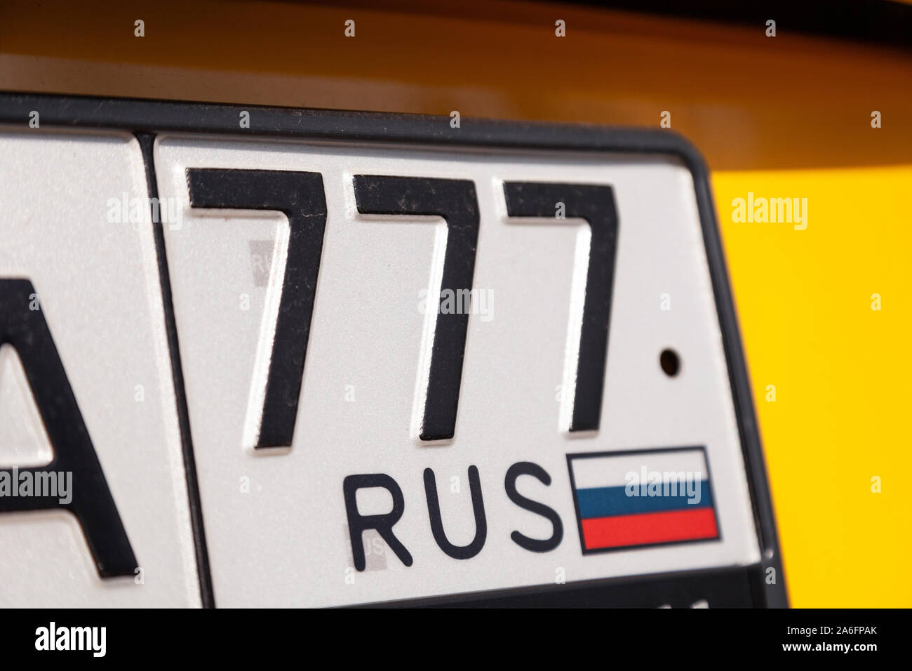 Russia Moscow 2019-06-17 Closeup for code of region of Russian ...