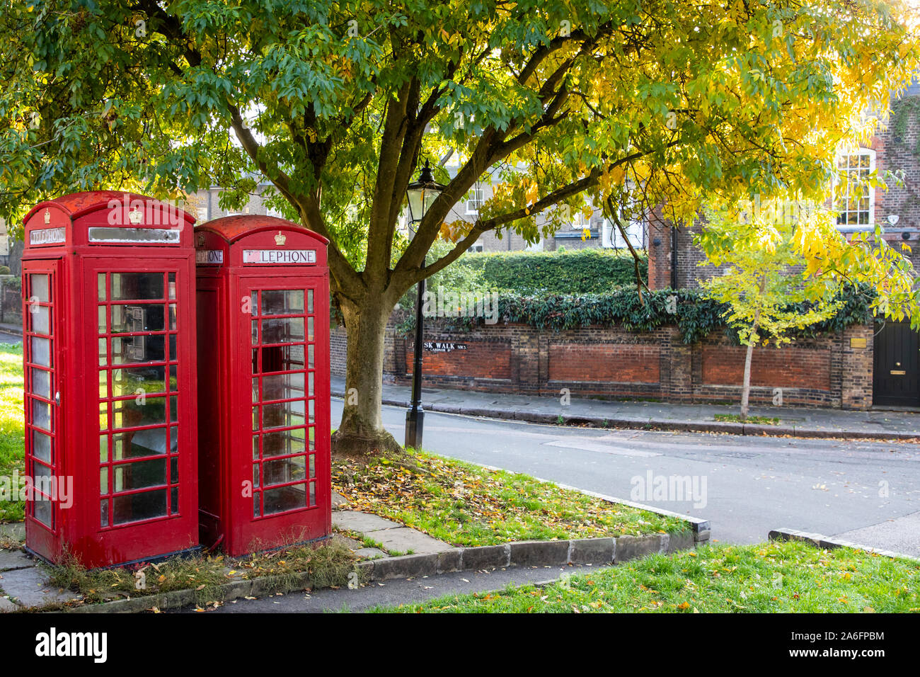 Red telephone booths in London Stock Photo - Alamy