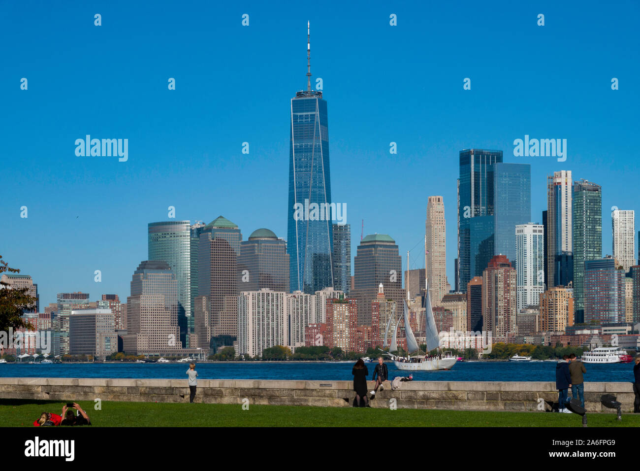 New York Harbor with Manhattan Skyline, NYC, USA Stock Photo - Alamy