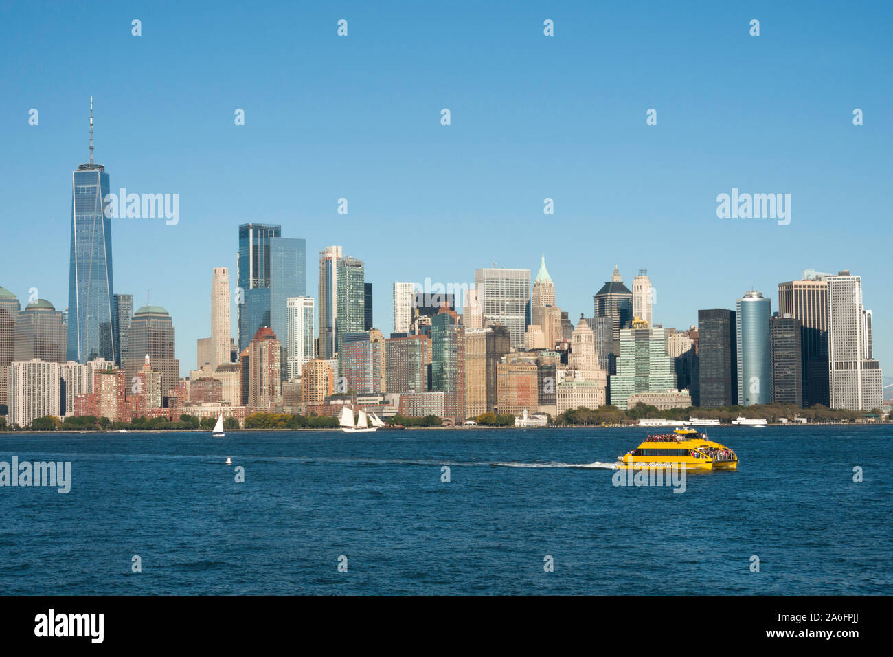 New York Harbor with Manhattan Skyline, NYC, USA Stock Photo - Alamy