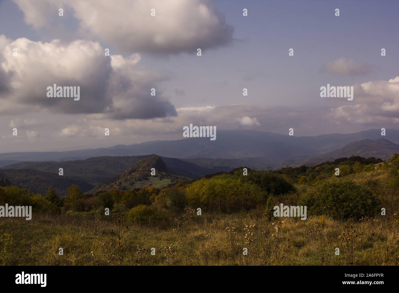Landscape of ancient Kakheti, from the pass views of the Alazani Valley ...