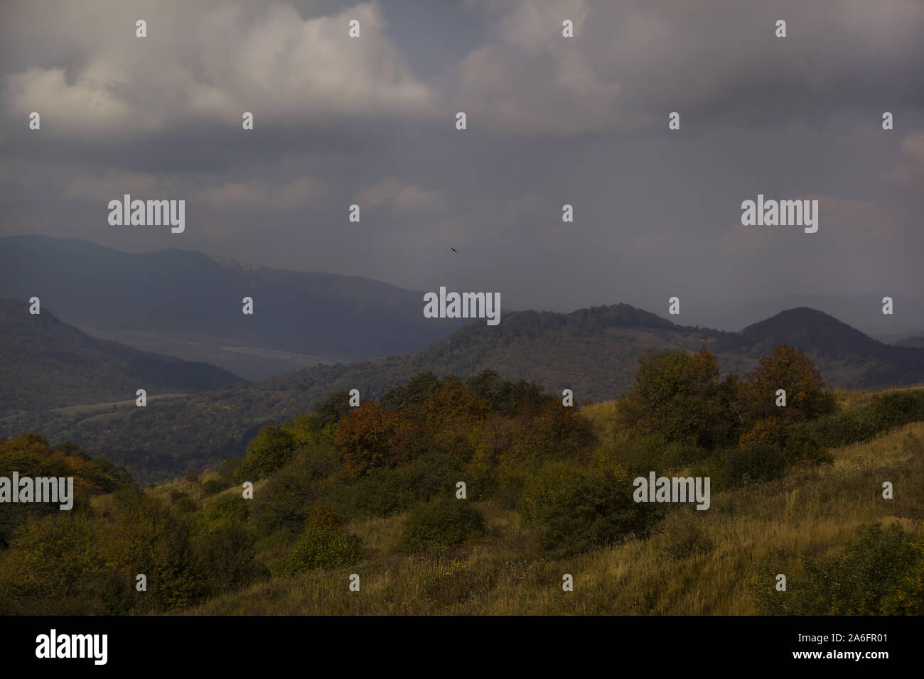 Landscape of ancient Kakheti, from the pass views of the Alazani Valley ...