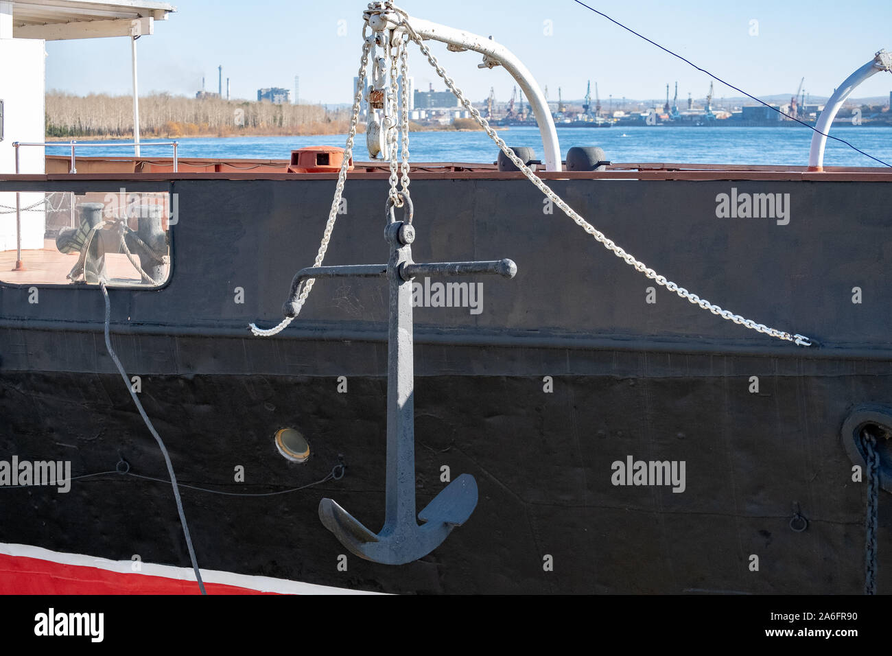 river port, quay on the pier is the ship Stock Photo - Alamy