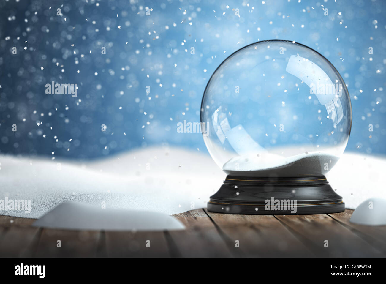 Empty snow globe Christmas background. 3d illustration Stock Photo - Alamy