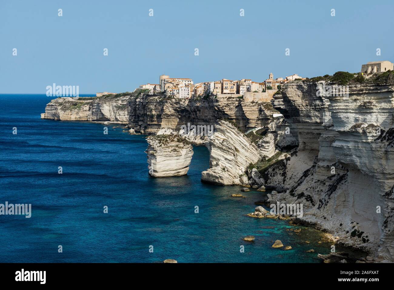 Steep coast and chalk cliffs, Bonifacio, Corsica, France Stock Photo ...