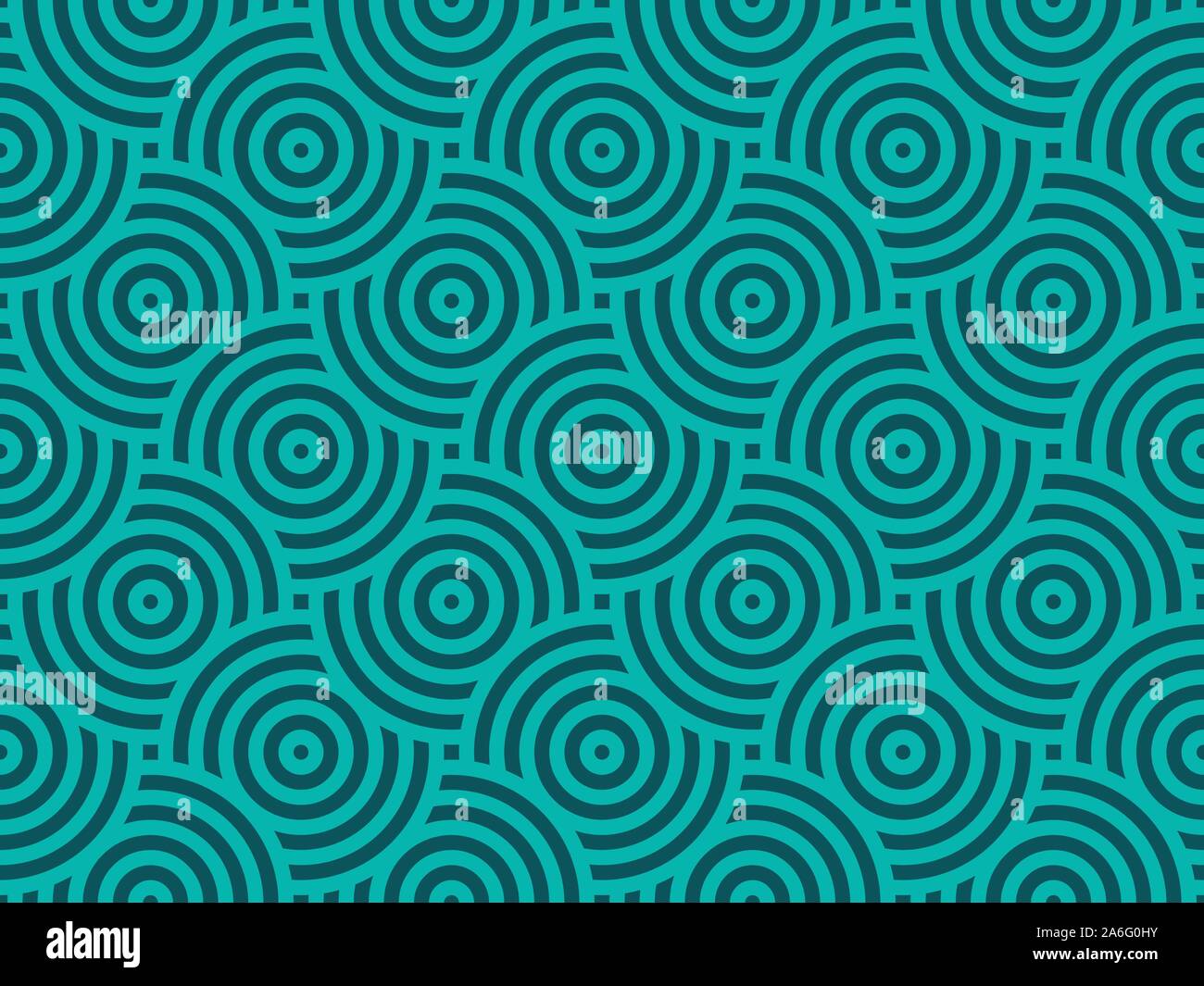 Green and teal intersecting repeating circles pattern. Japanese style circles seamless ...