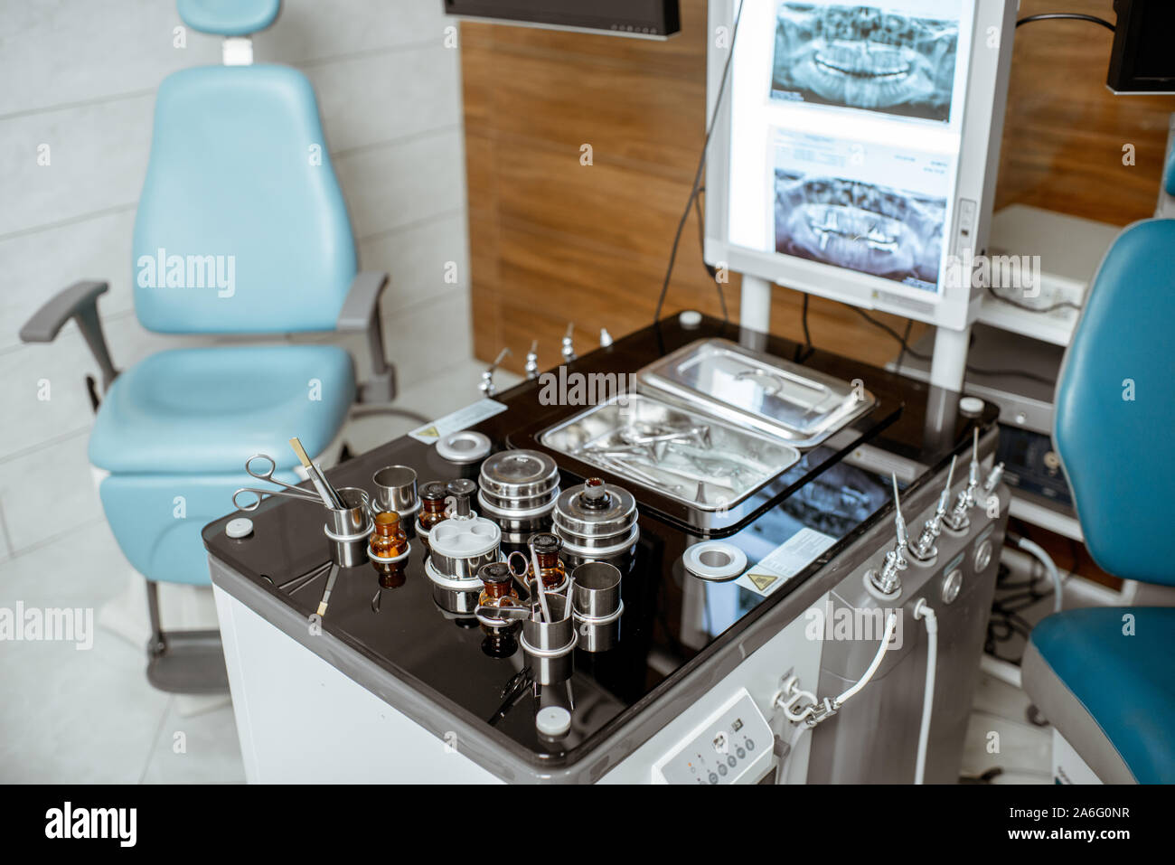 ENT workstation with diagnostic equipment in the otolaryngology office ...