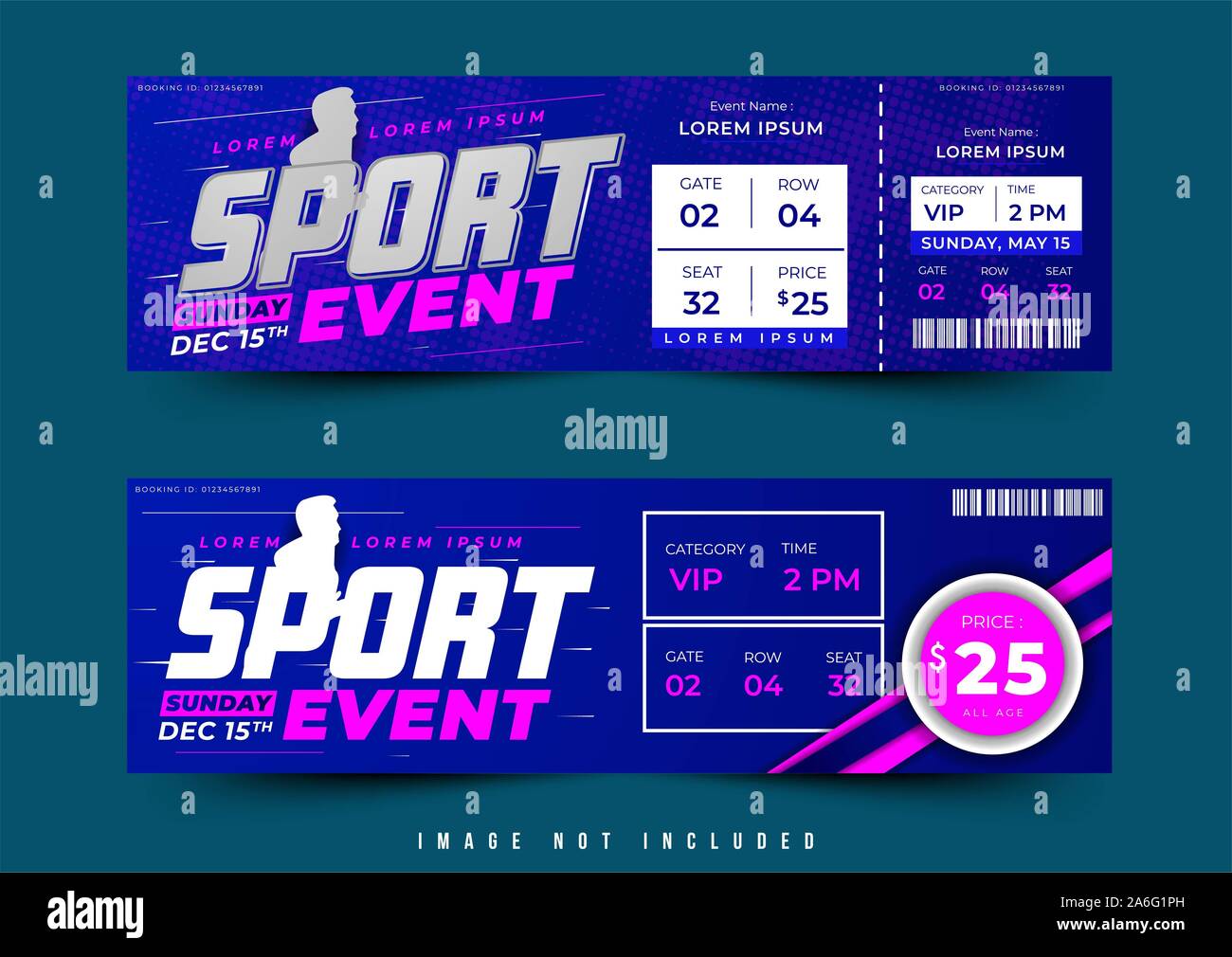 sport event ticket two option design vector, coupon or voucher ...