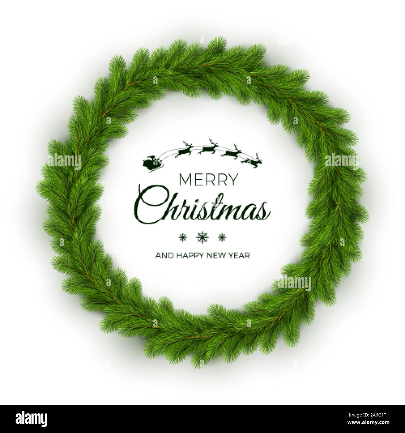 Christmas Wreath. Traditional Pine Round Garland. Holiday Decoration ...