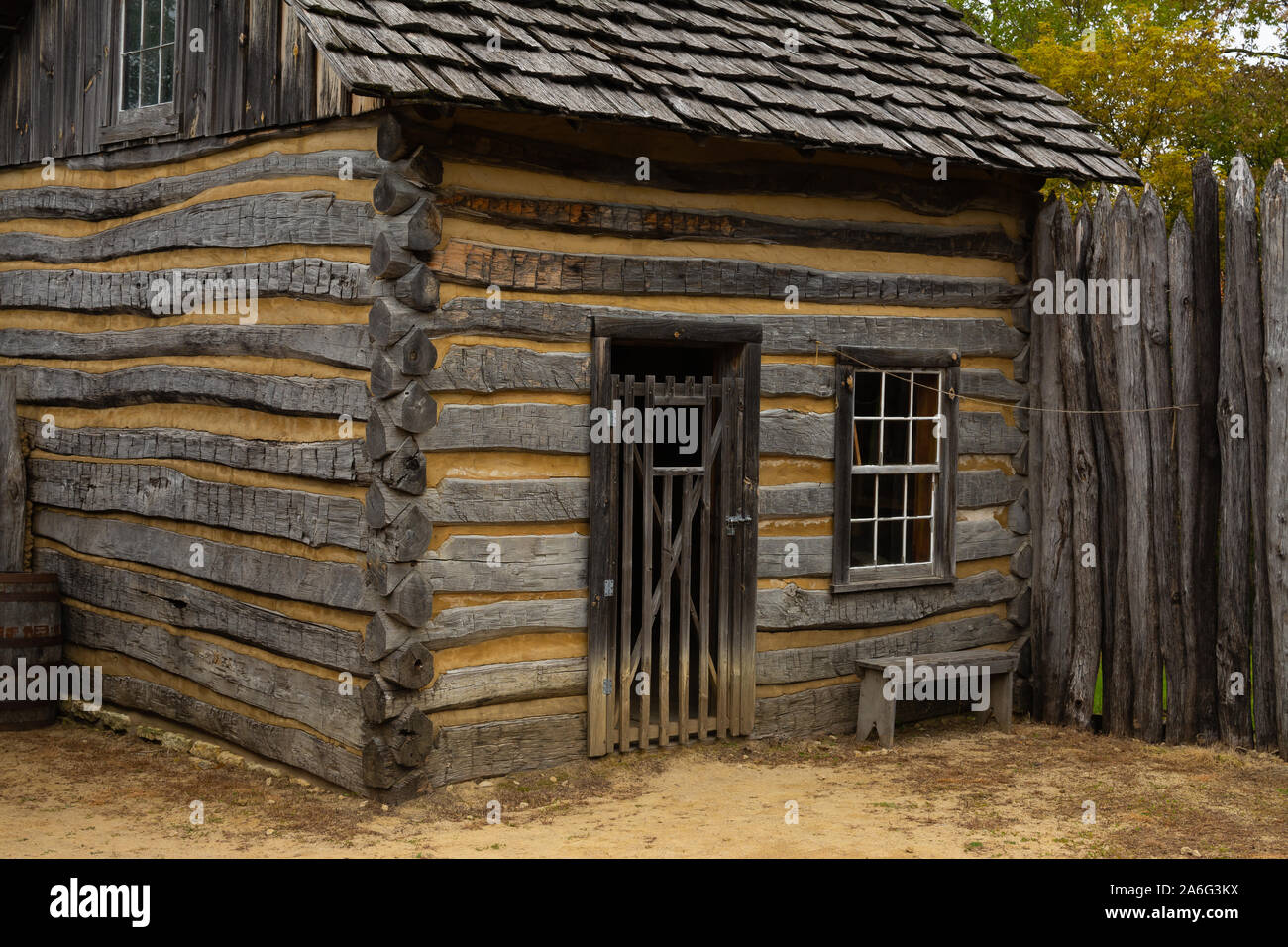 Interior of Replica fort in Northern Illinois. Elizabeth, Illinois ...
