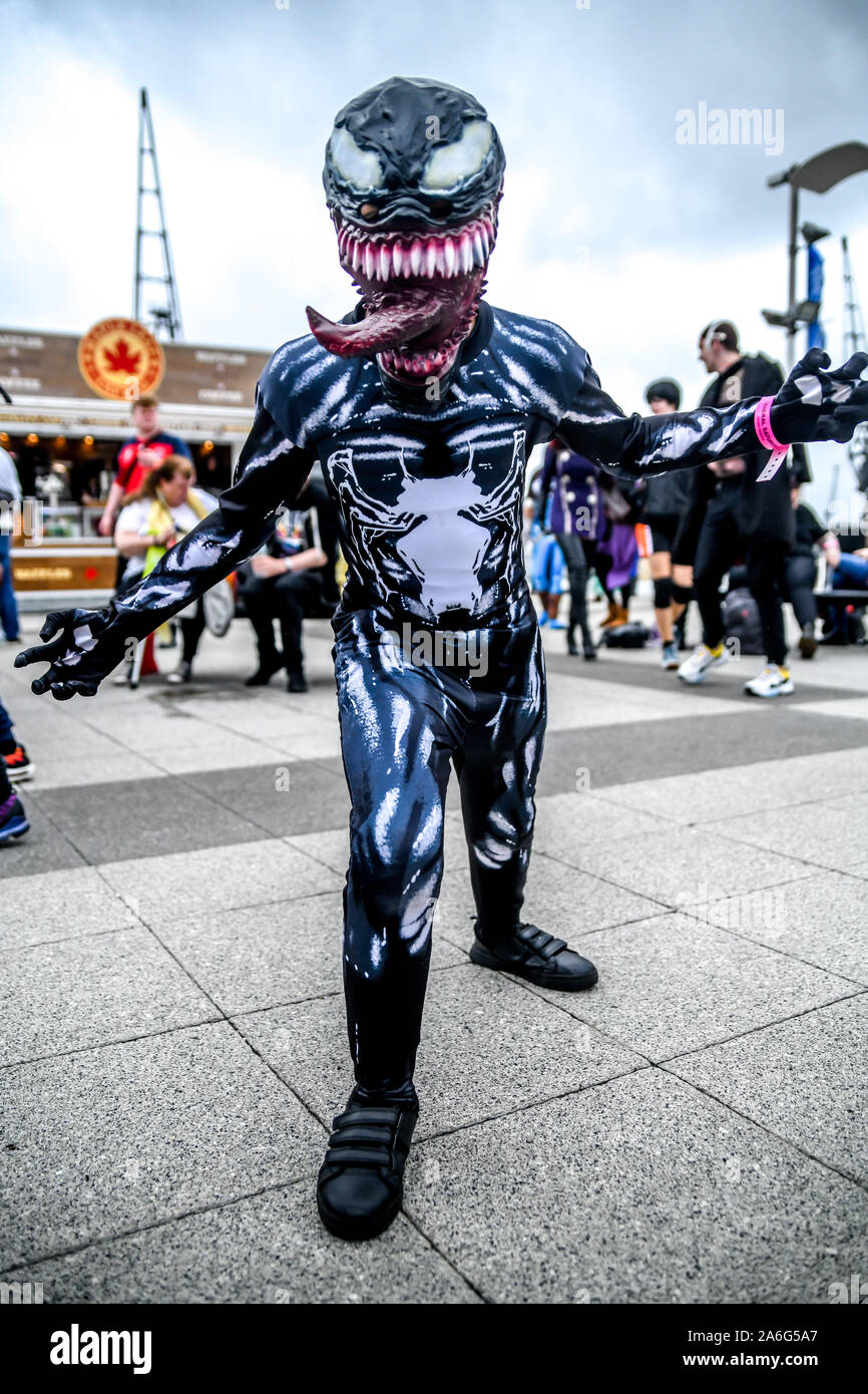 London, UK. 26th October, 2019. Cosplay fans attends the MCM Comic Con ...
