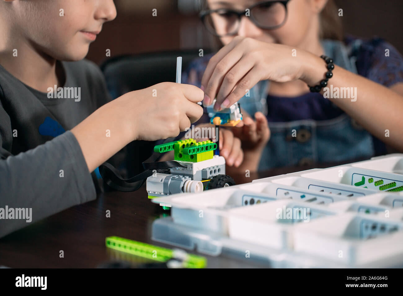 Children in the classroom collect figure from the designer Stock Photo ...