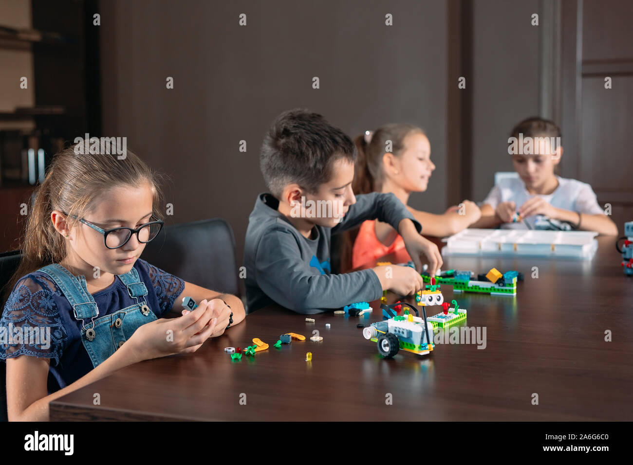 Children in the classroom collect figure from the designer Stock Photo ...